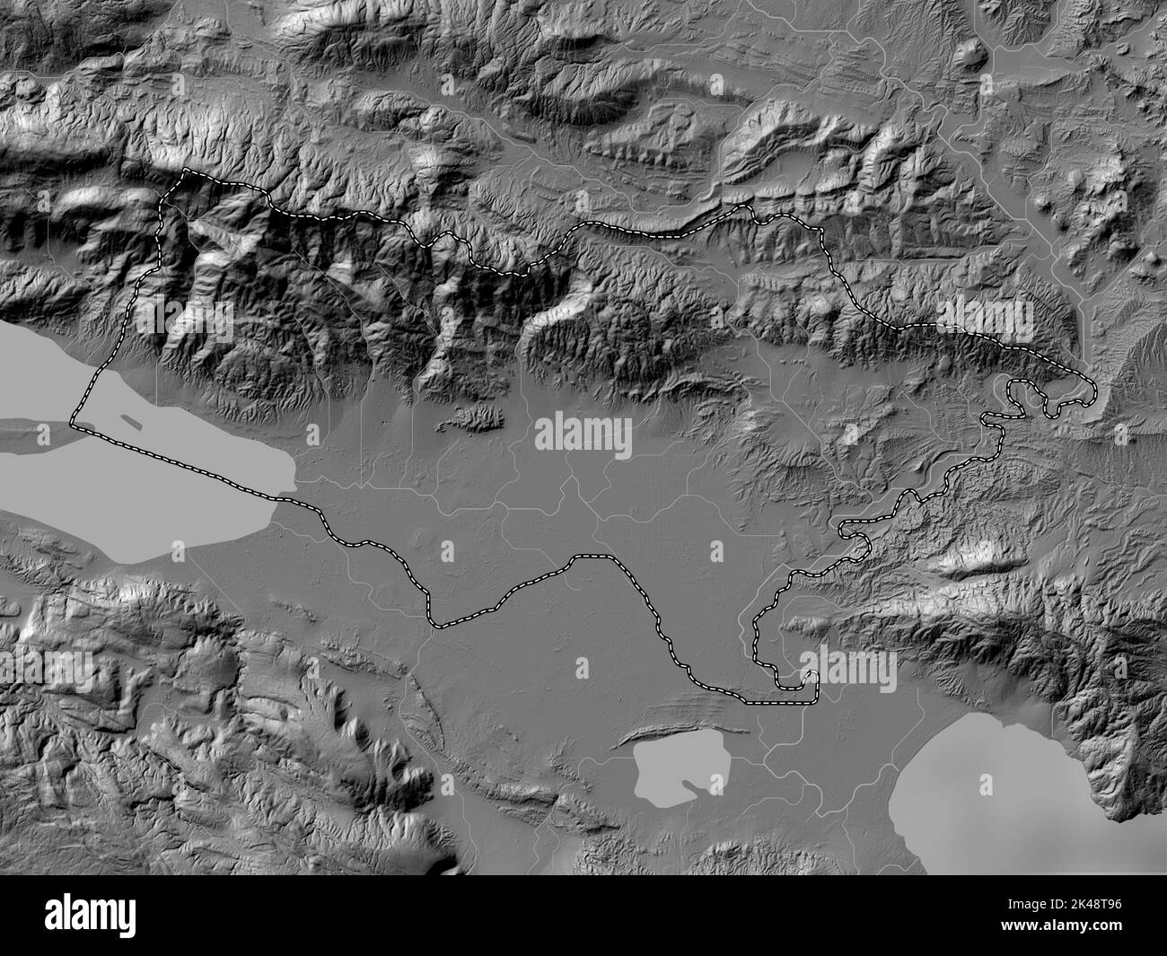 Bahoruco, province of Dominican Republic. Bilevel elevation map with ...