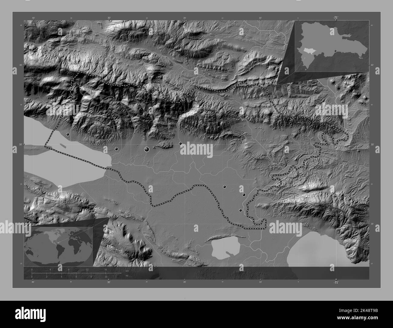 Bahoruco, province of Dominican Republic. Bilevel elevation map with ...