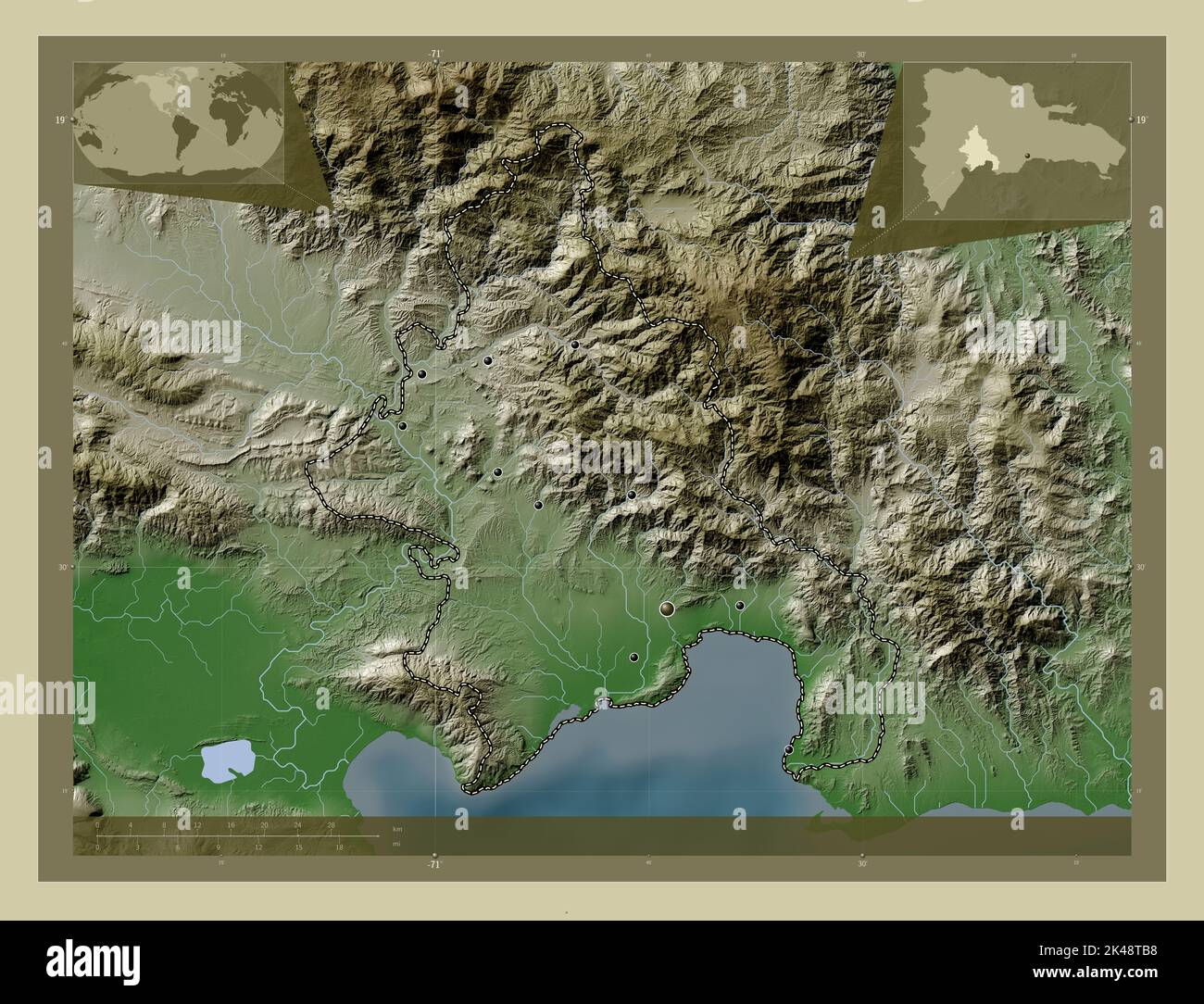 Azua, province of Dominican Republic. Elevation map colored in wiki ...