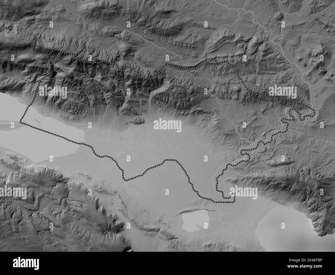 Bahoruco, province of Dominican Republic. Grayscale elevation map with ...