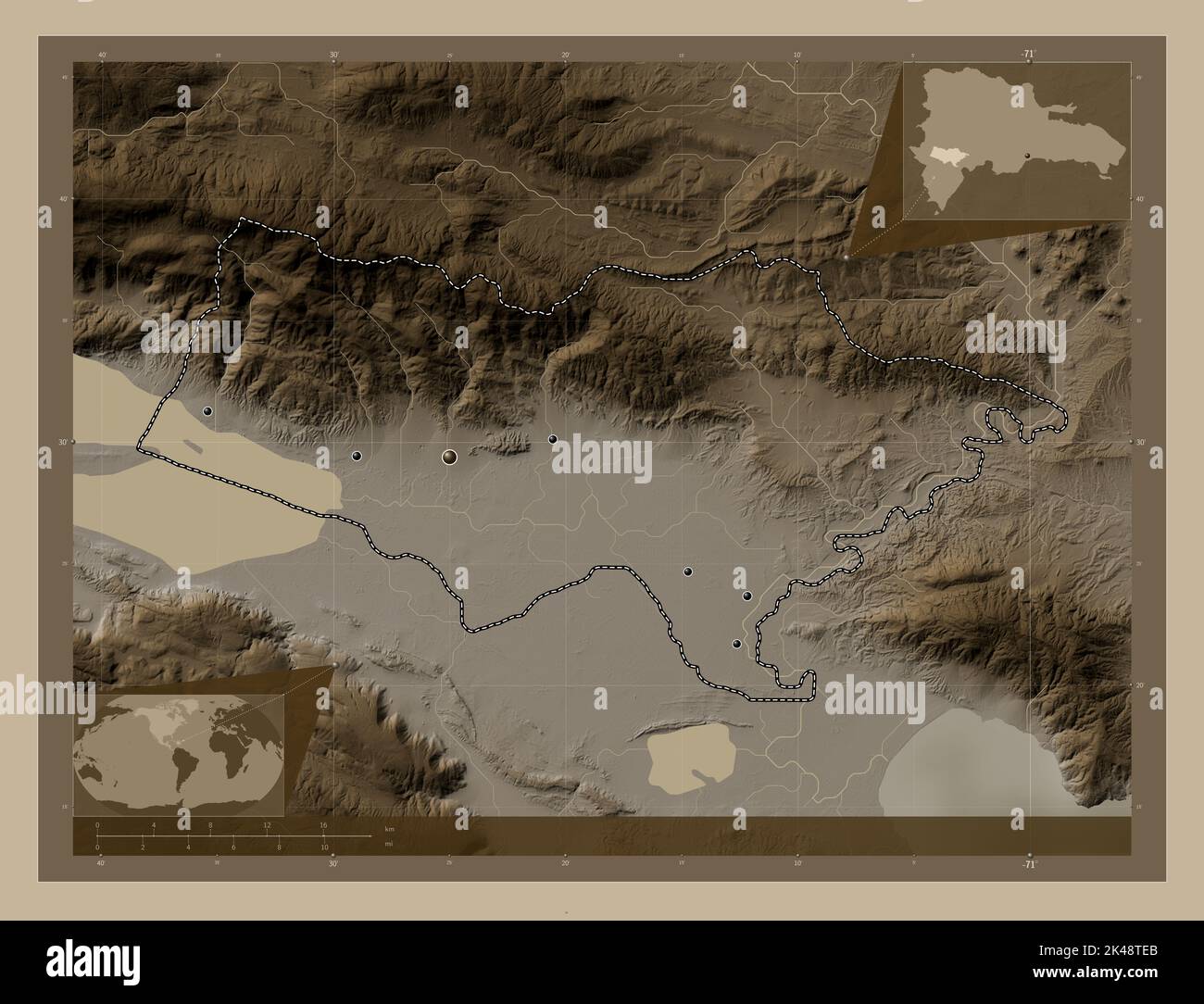 Bahoruco, province of Dominican Republic. Elevation map colored in ...