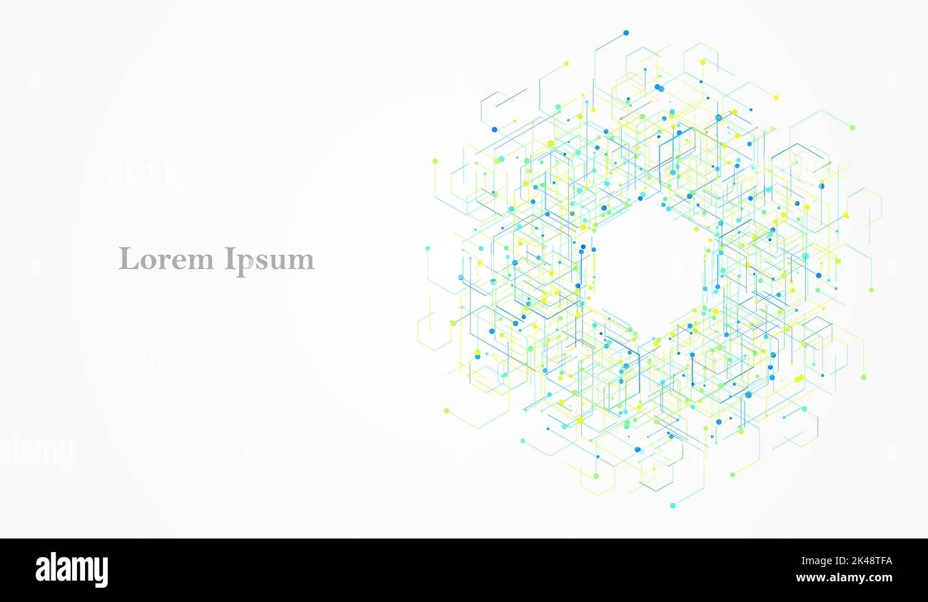 abstract blue yellow hexagon, network image, geometric texture ...