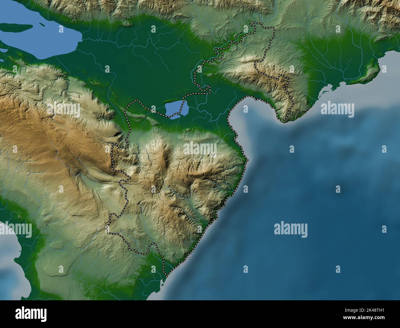 Barahona, province of Dominican Republic. Colored elevation map with ...