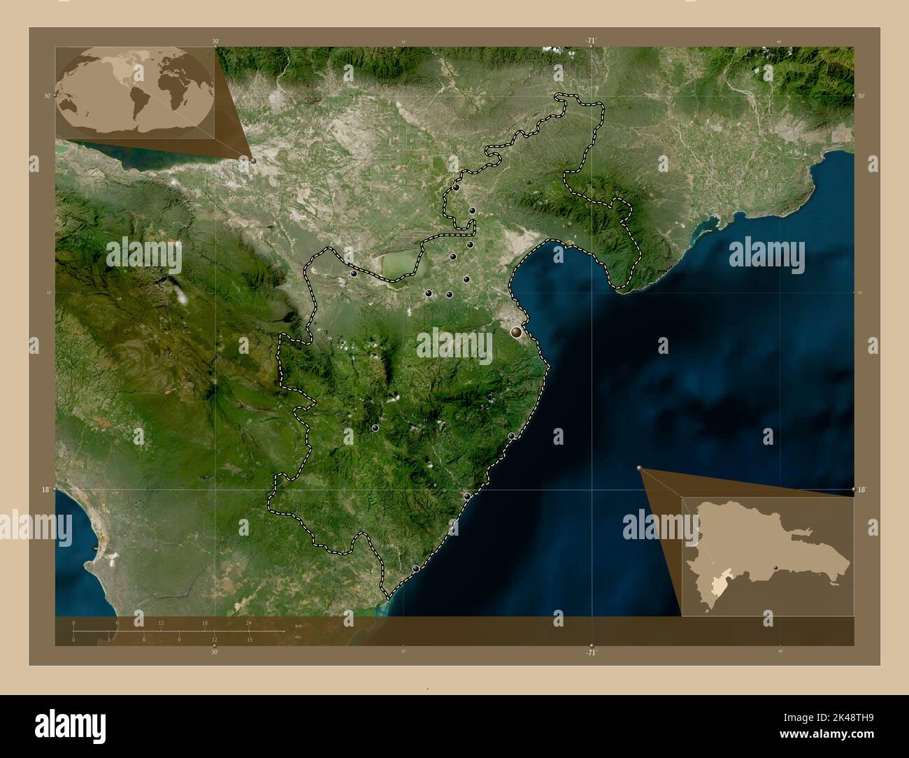 Barahona, province of Dominican Republic. Low resolution satellite map ...