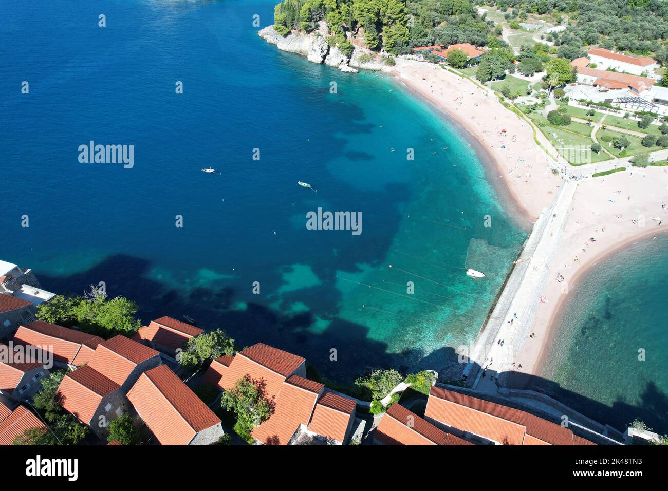 Sveti Stefan, Monetenegro. Drone View Stock Photo - Alamy