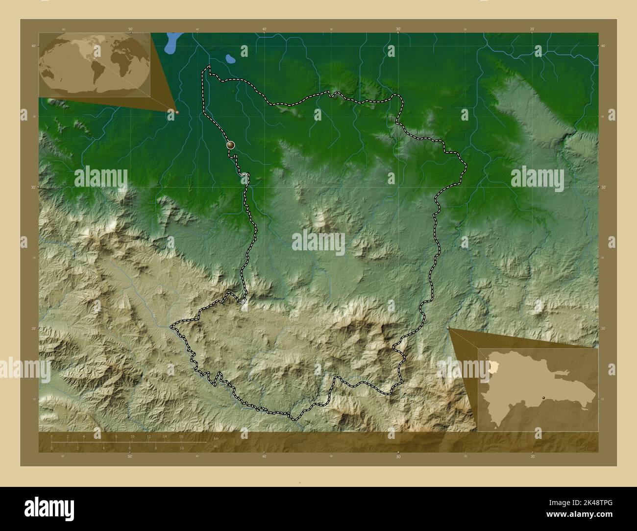 Dajabon, province of Dominican Republic. Colored elevation map with ...