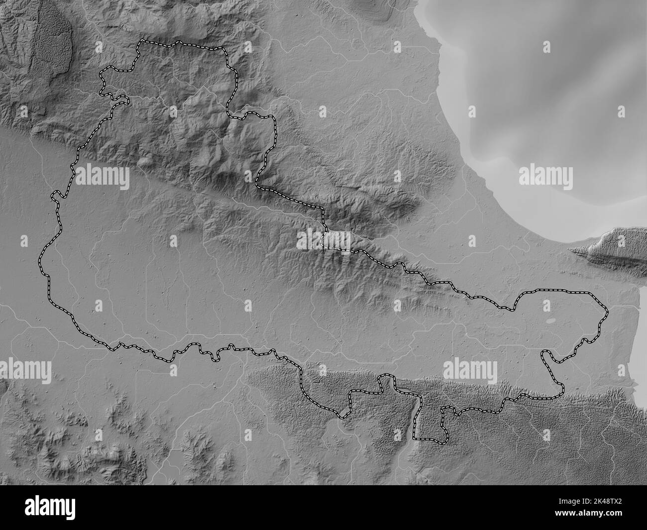 Duarte, province of Dominican Republic. Grayscale elevation map with ...