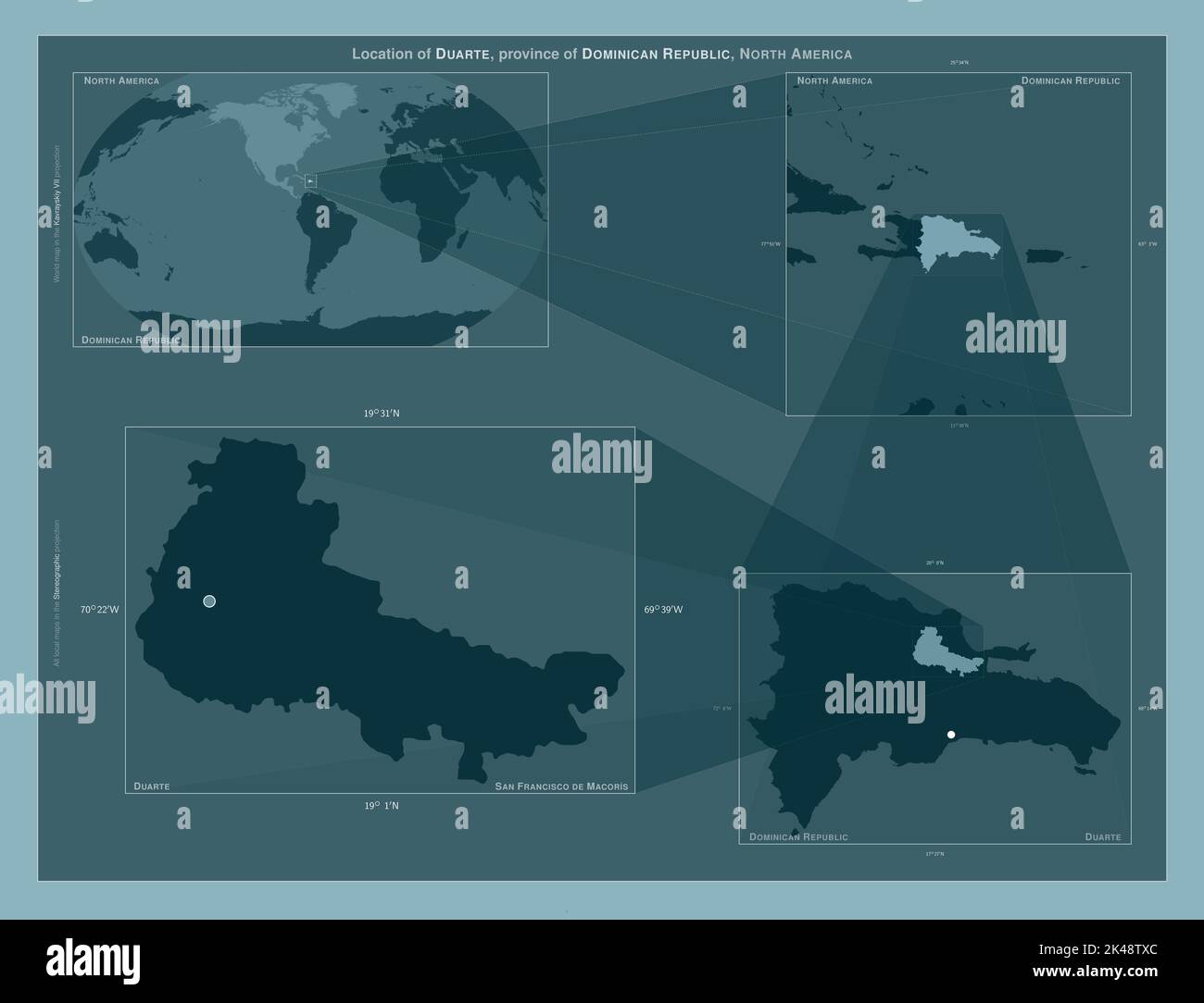 Duarte, province of Dominican Republic. Diagram showing the location of ...
