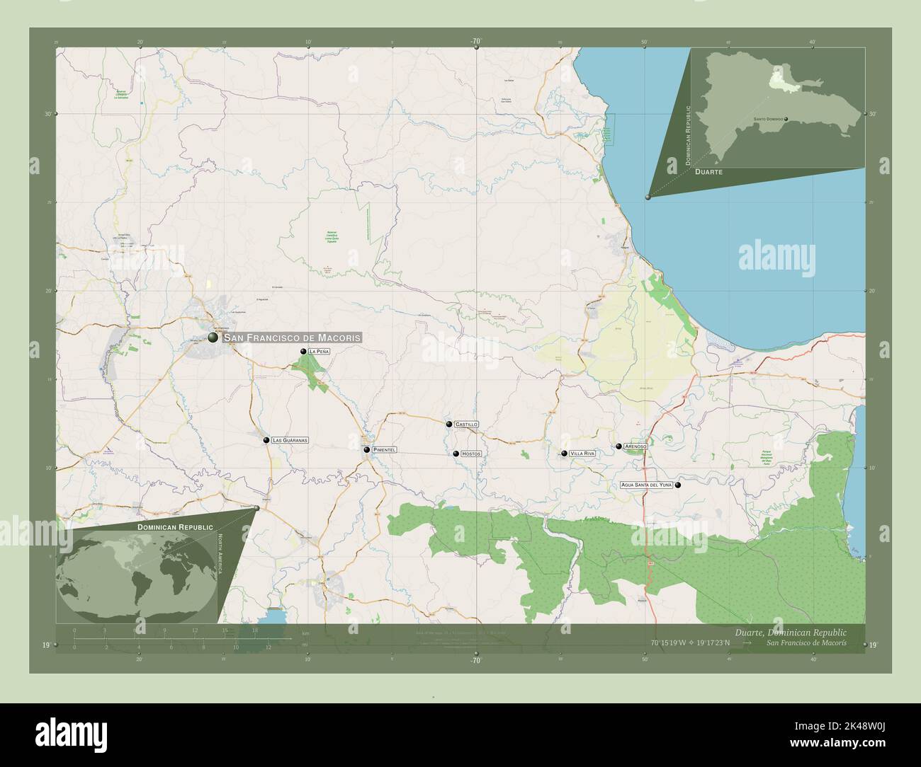 Duarte, province of Dominican Republic. Open Street Map. Locations and ...