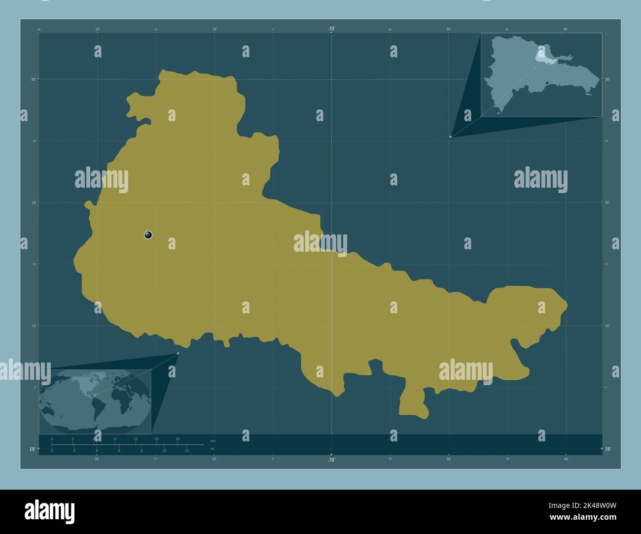Duarte, province of Dominican Republic. Solid color shape. Corner ...