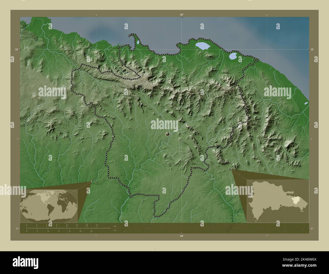 El Seybo, province of Dominican Republic. Elevation map colored in wiki ...