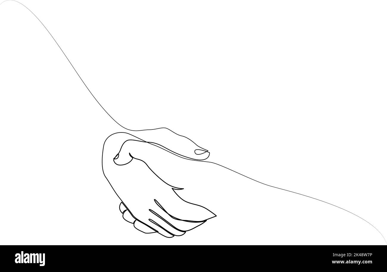 Continuous line drawing Helping hand concept. Gesture, sign of help and hope. Handshake vector ...