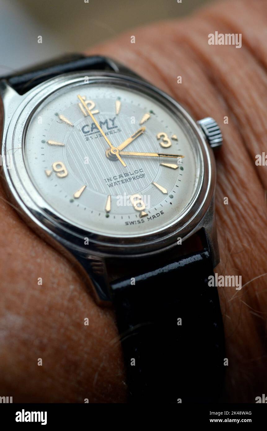 vintage camy swiss 21 jewel wristwatch Stock Photo - Alamy