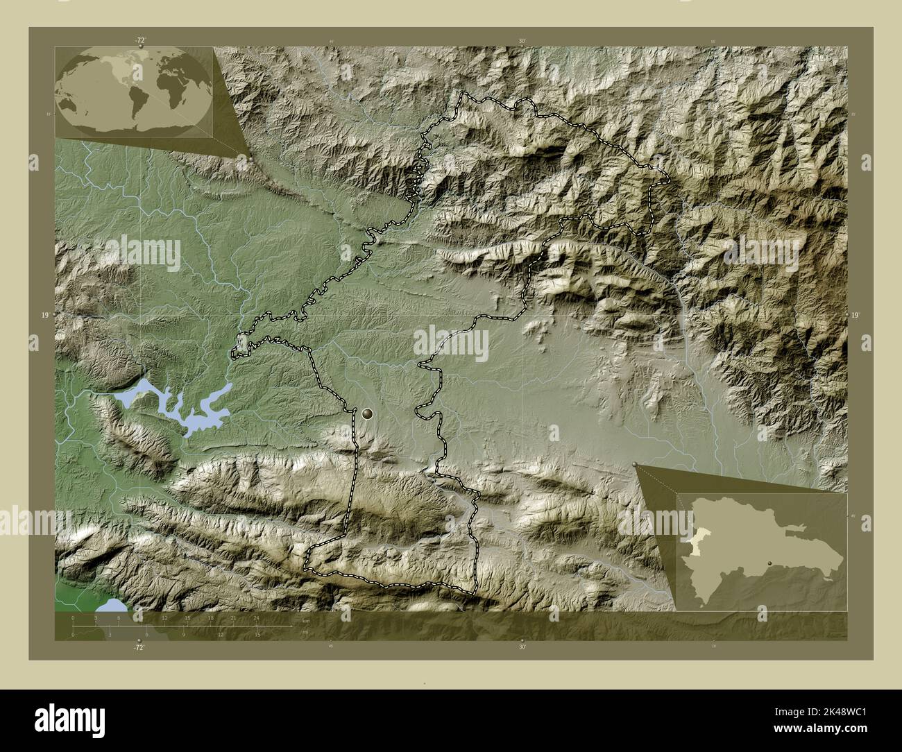 Elias Pina, province of Dominican Republic. Elevation map colored in ...