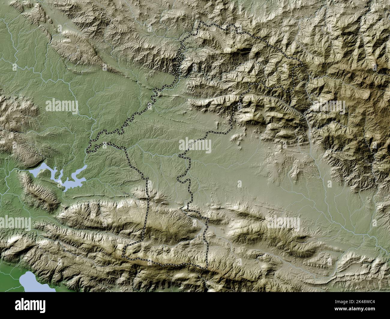 Elias Pina, province of Dominican Republic. Elevation map colored in ...