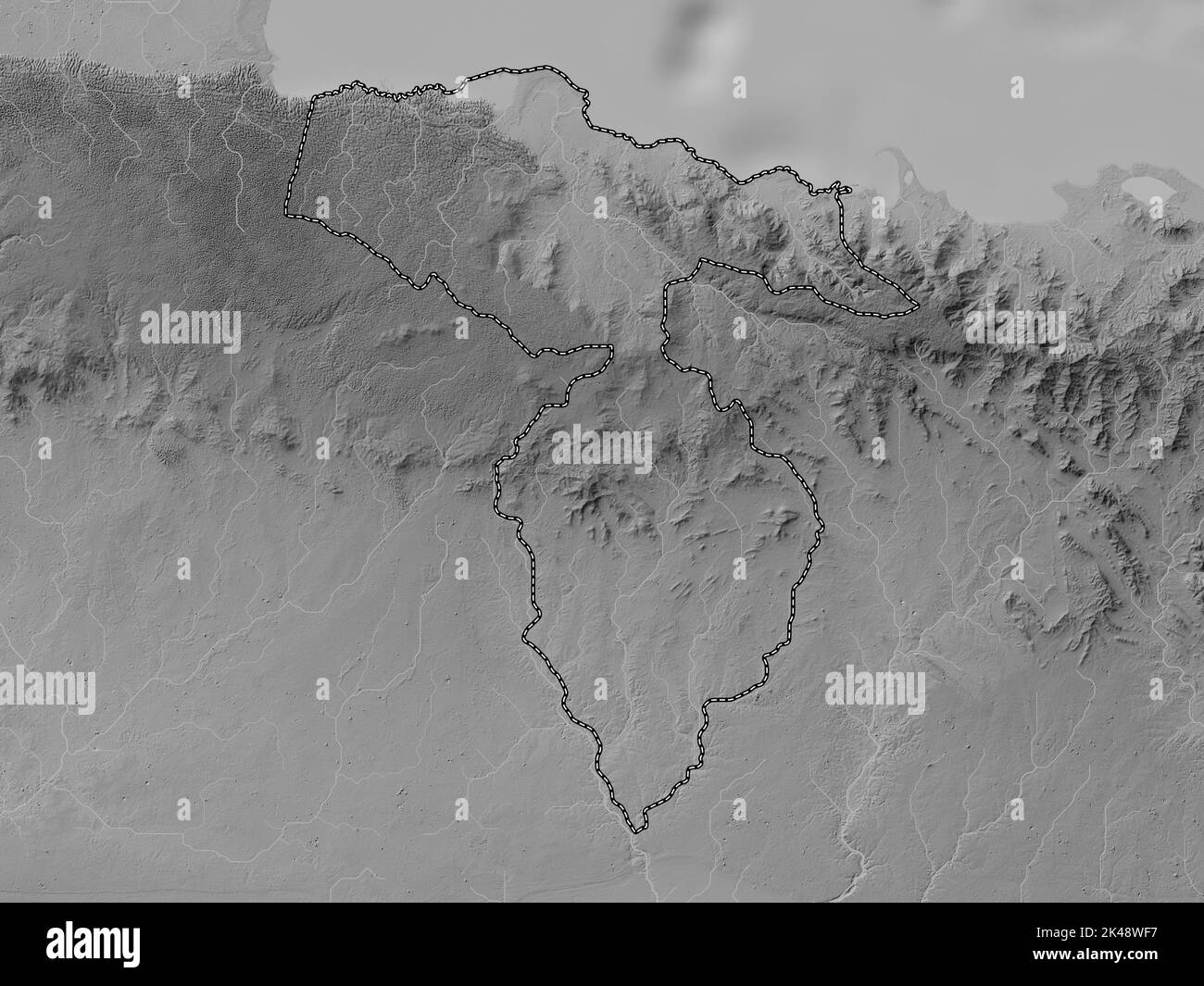 Hato Mayor, province of Dominican Republic. Grayscale elevation map ...