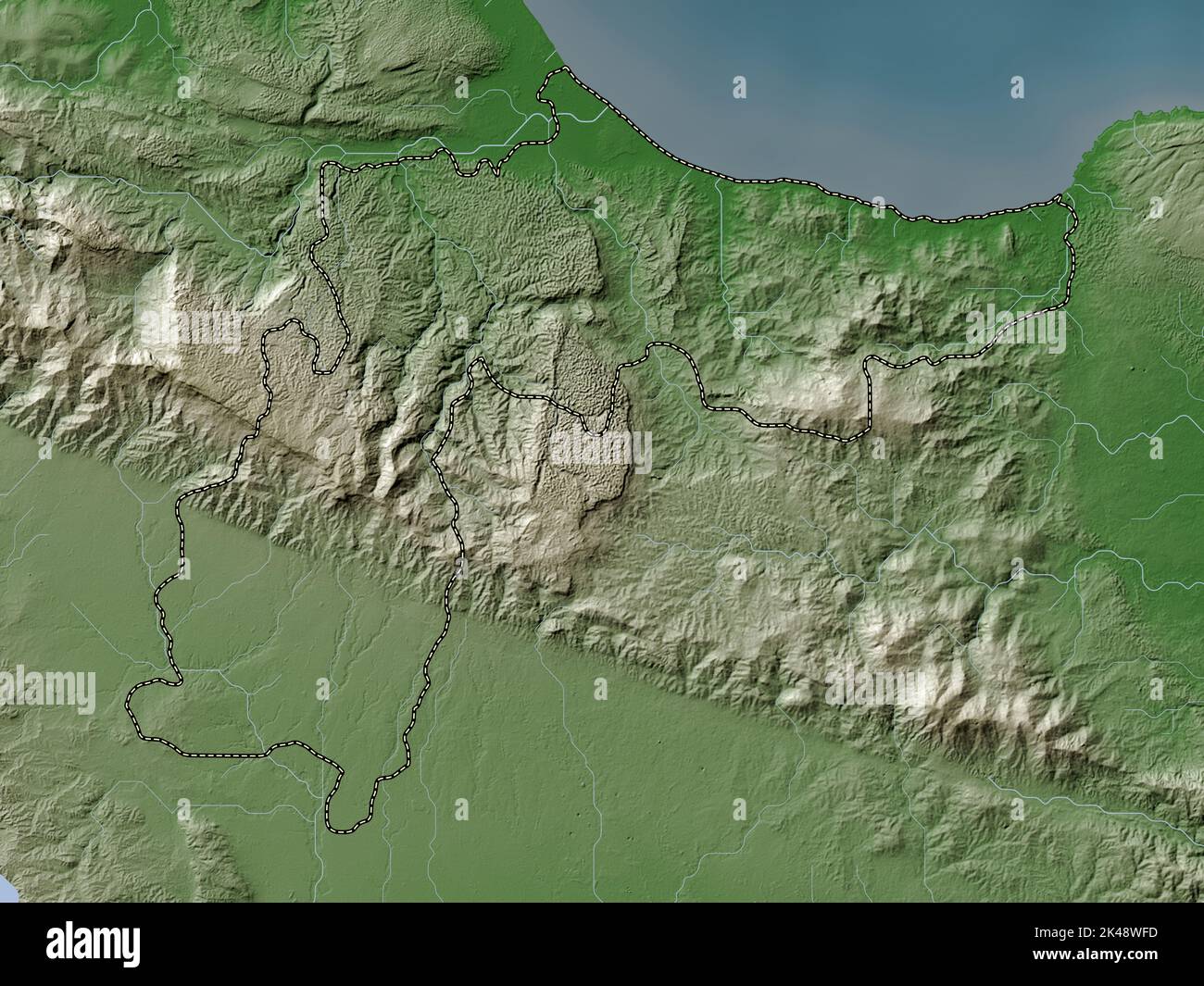 Espaillat, province of Dominican Republic. Elevation map colored in ...