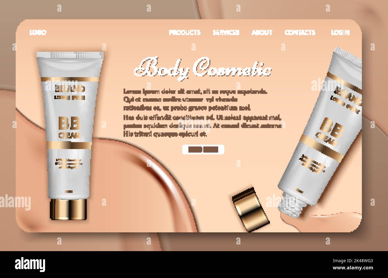 Body cosmetic landing page website template. Vector realistic ...