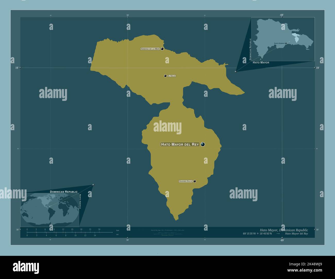 Hato Mayor, province of Dominican Republic. Solid color shape ...