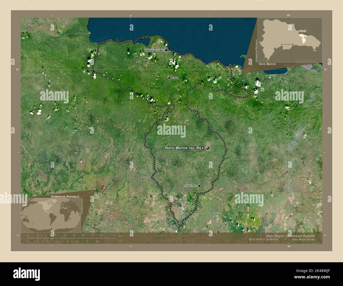 Hato Mayor, province of Dominican Republic. High resolution satellite ...