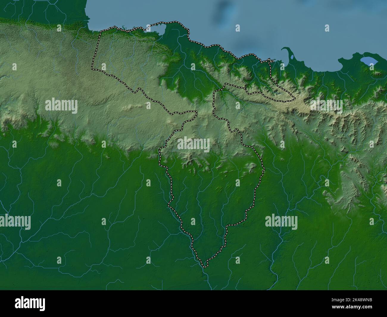 Hato Mayor, province of Dominican Republic. Colored elevation map with ...