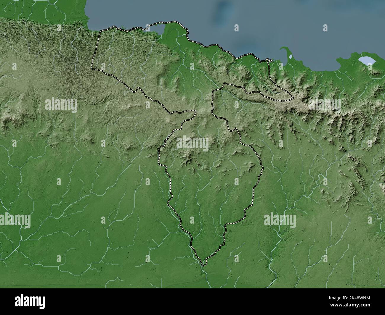 Hato Mayor, province of Dominican Republic. Elevation map colored in ...