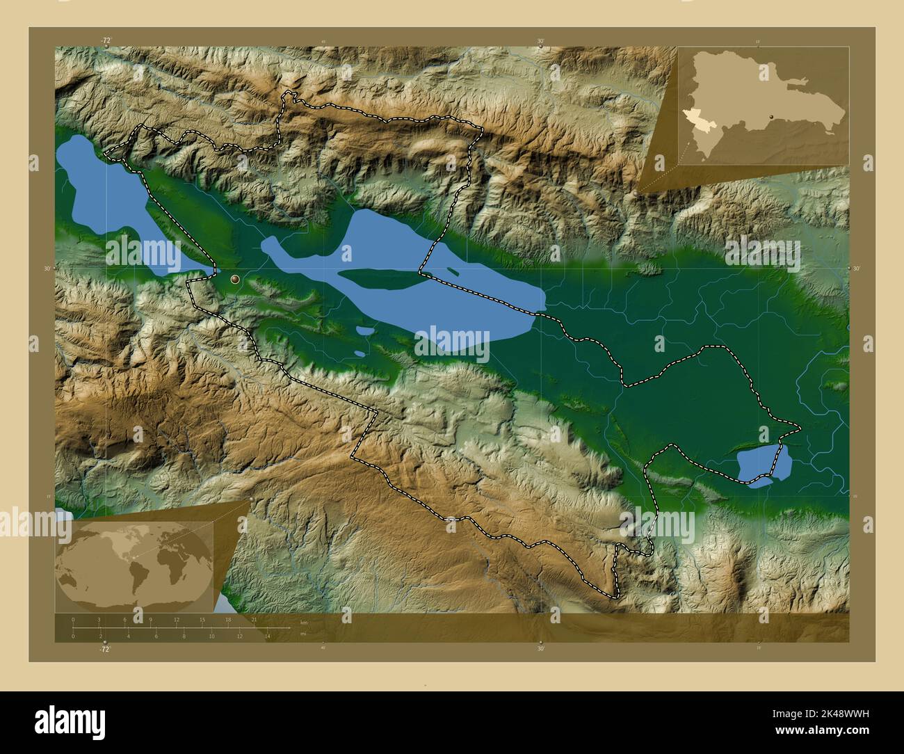 Independencial, province of Dominican Republic. Colored elevation map ...
