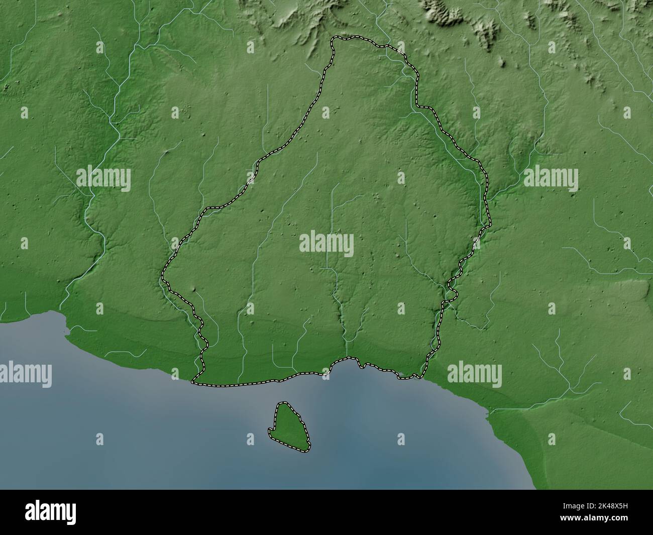 La Romana, province of Dominican Republic. Elevation map colored in ...