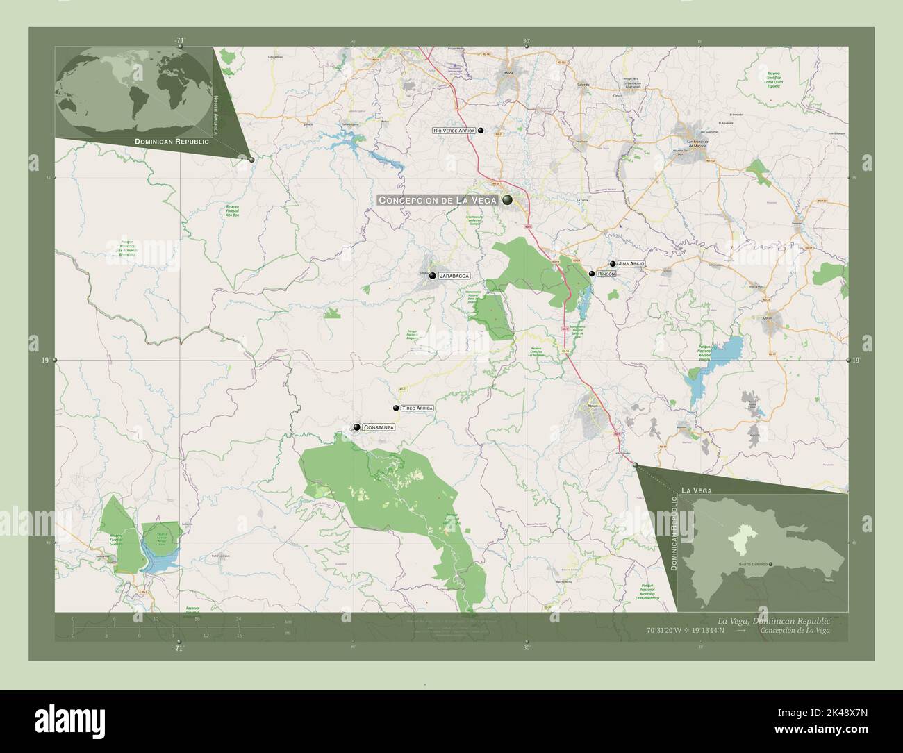 La Vega, province of Dominican Republic. Open Street Map. Locations and ...