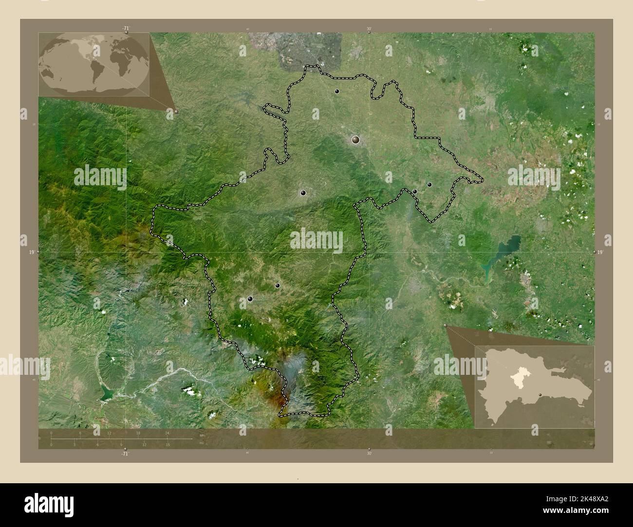 La Vega, province of Dominican Republic. High resolution satellite map ...