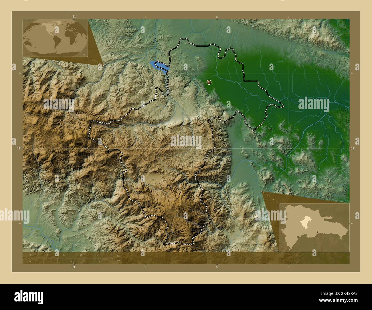 La Vega, province of Dominican Republic. Colored elevation map with ...