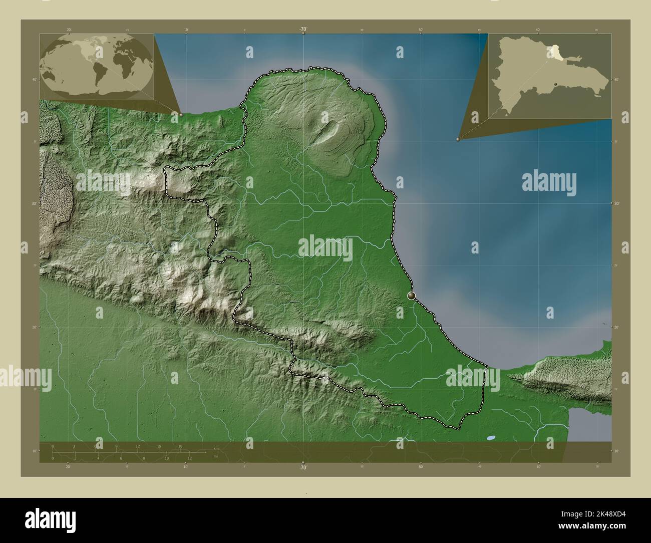 Maria Trinidad Sanchez, province of Dominican Republic. Elevation map ...