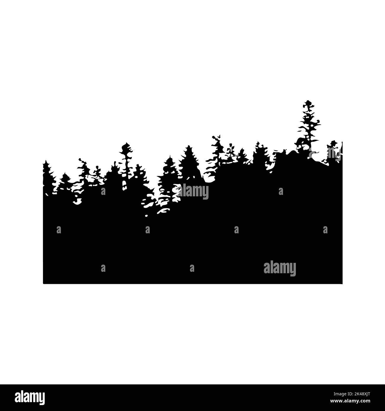 Forest silhouette background. Vector Seamless hand drawn forest Stock ...