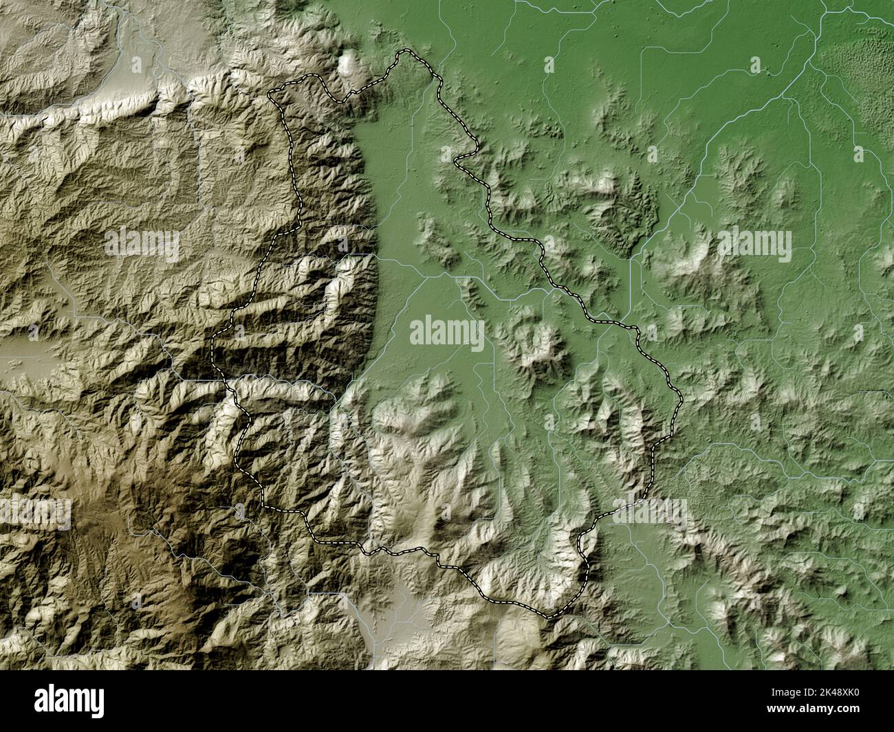 Monsenor Nouel, province of Dominican Republic. Elevation map colored ...