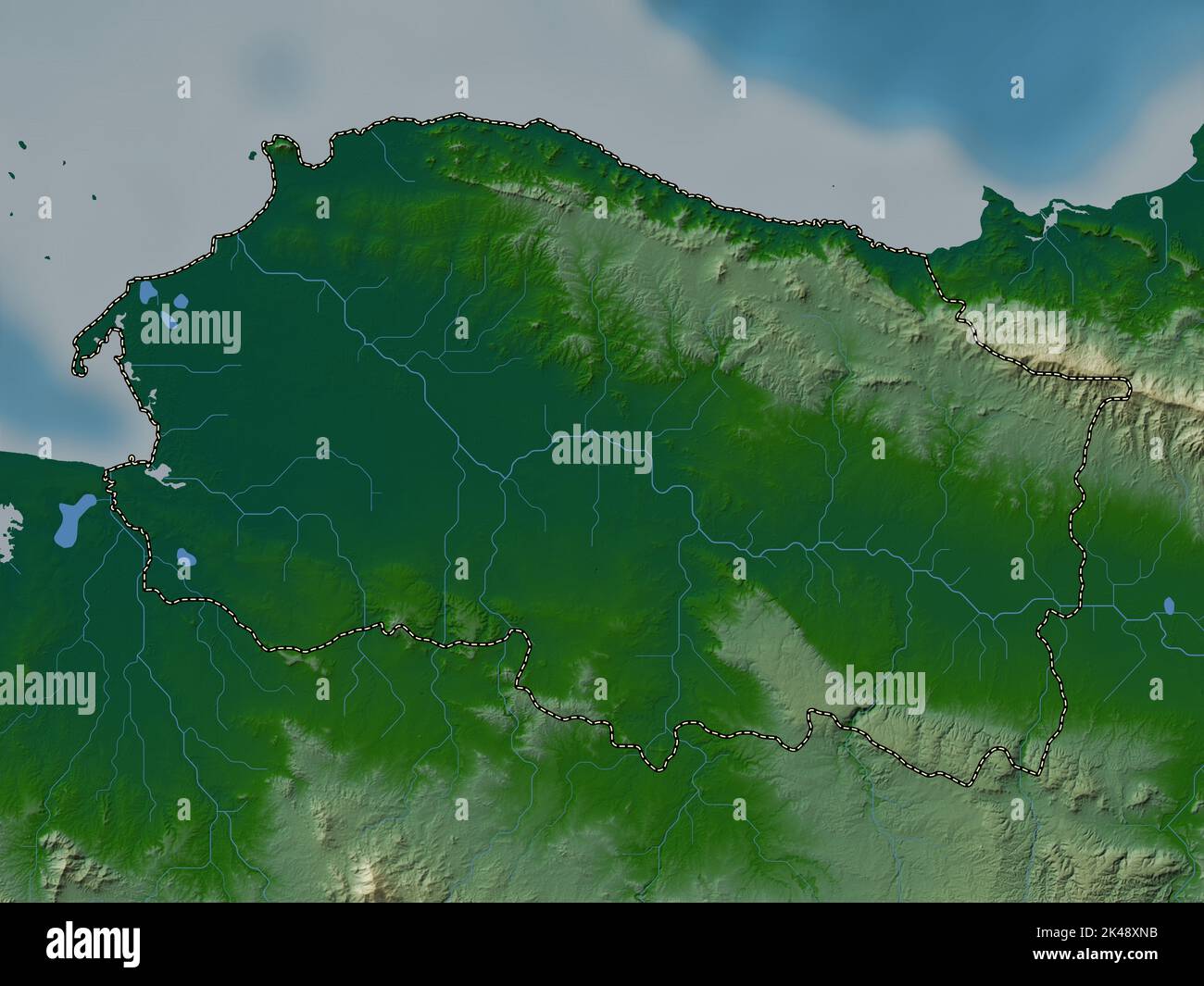 Monte Cristi, province of Dominican Republic. Colored elevation map ...