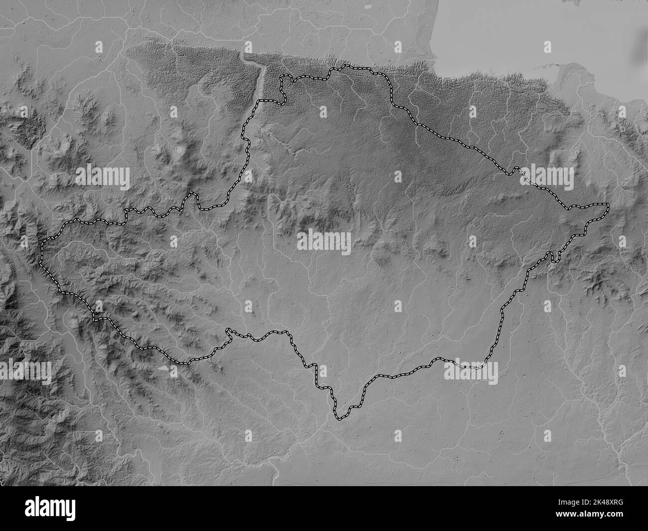 Monte Plata, province of Dominican Republic. Grayscale elevation map ...