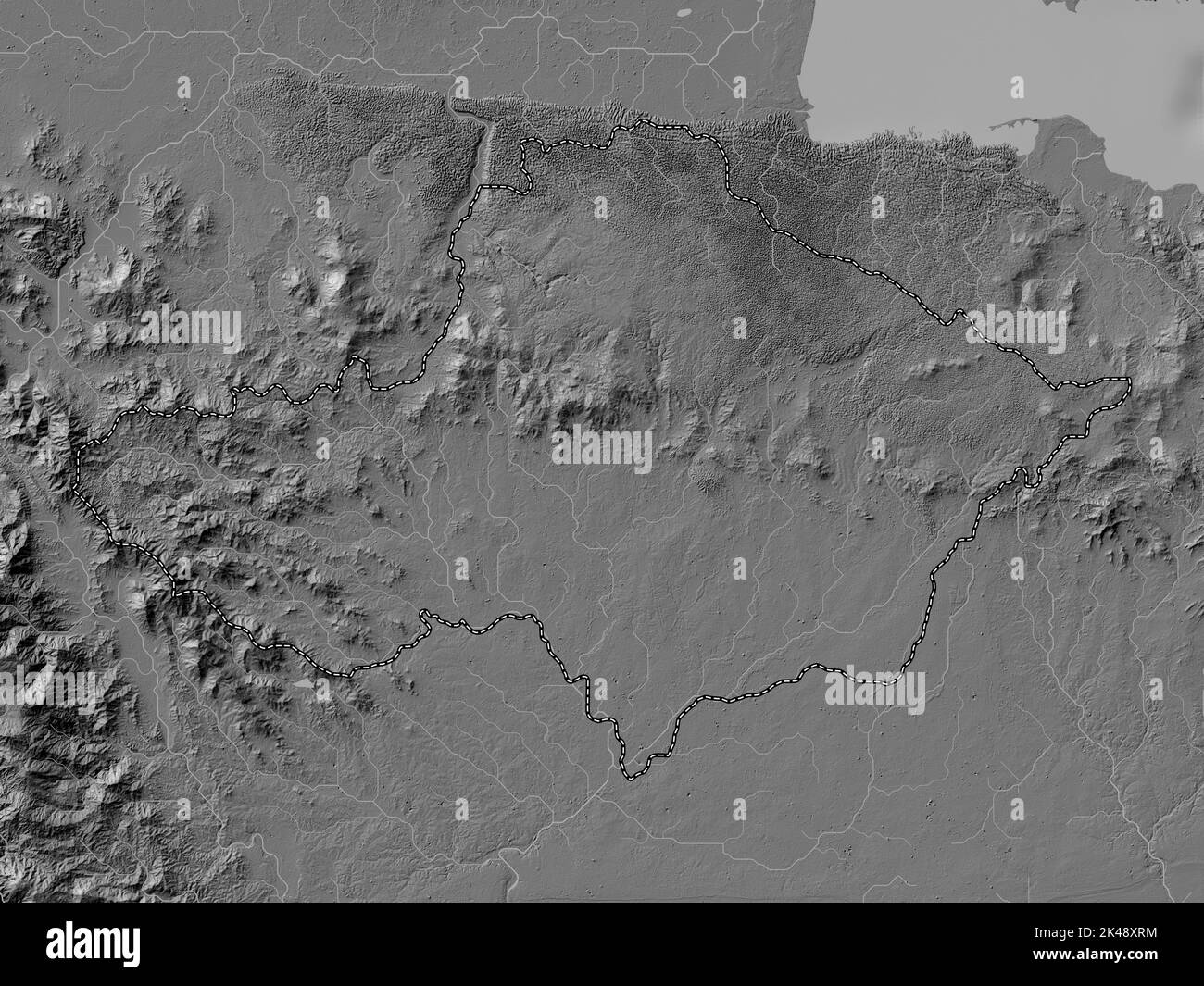 Monte Plata, province of Dominican Republic. Bilevel elevation map with ...