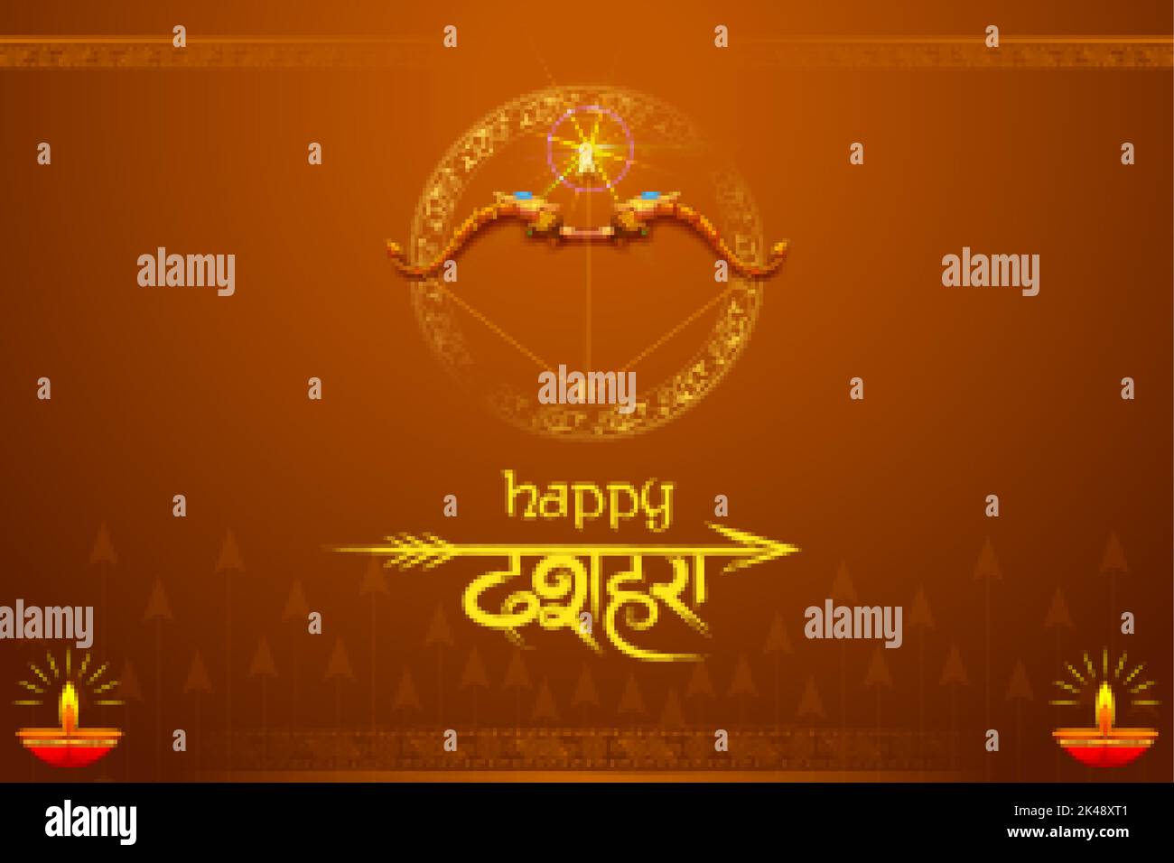 illustration of Bow and Arrow of Rama in festival of India background ...