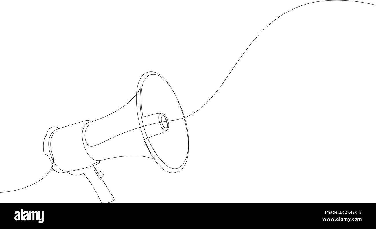 Continuous Line Drawing of Megaphone Icon. Social Media Marketing ...