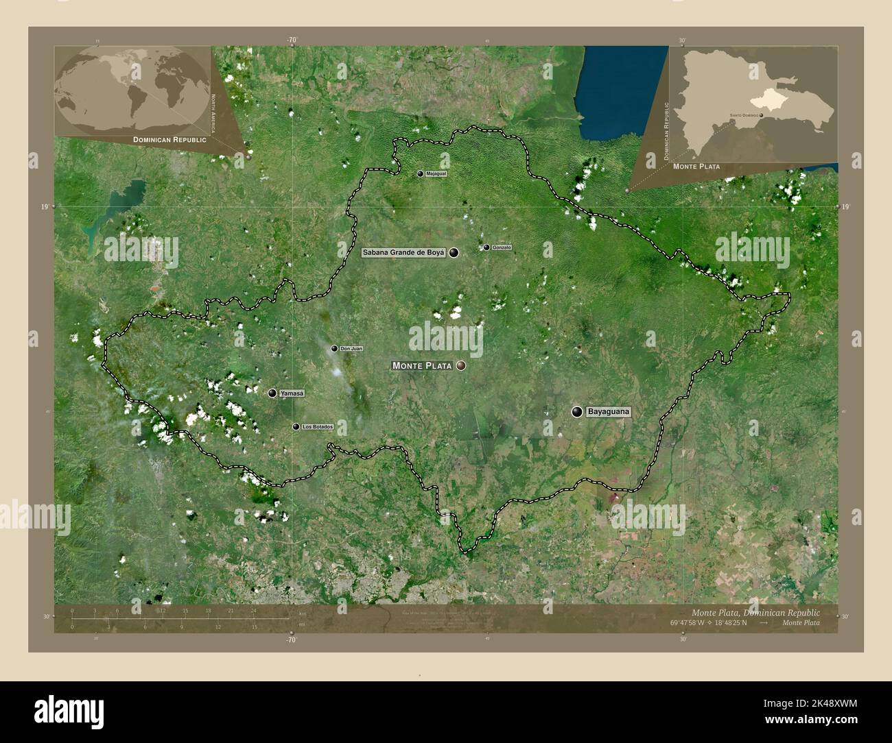 Monte Plata, province of Dominican Republic. High resolution satellite ...