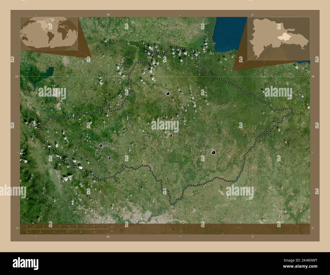 Monte Plata, province of Dominican Republic. Low resolution satellite ...