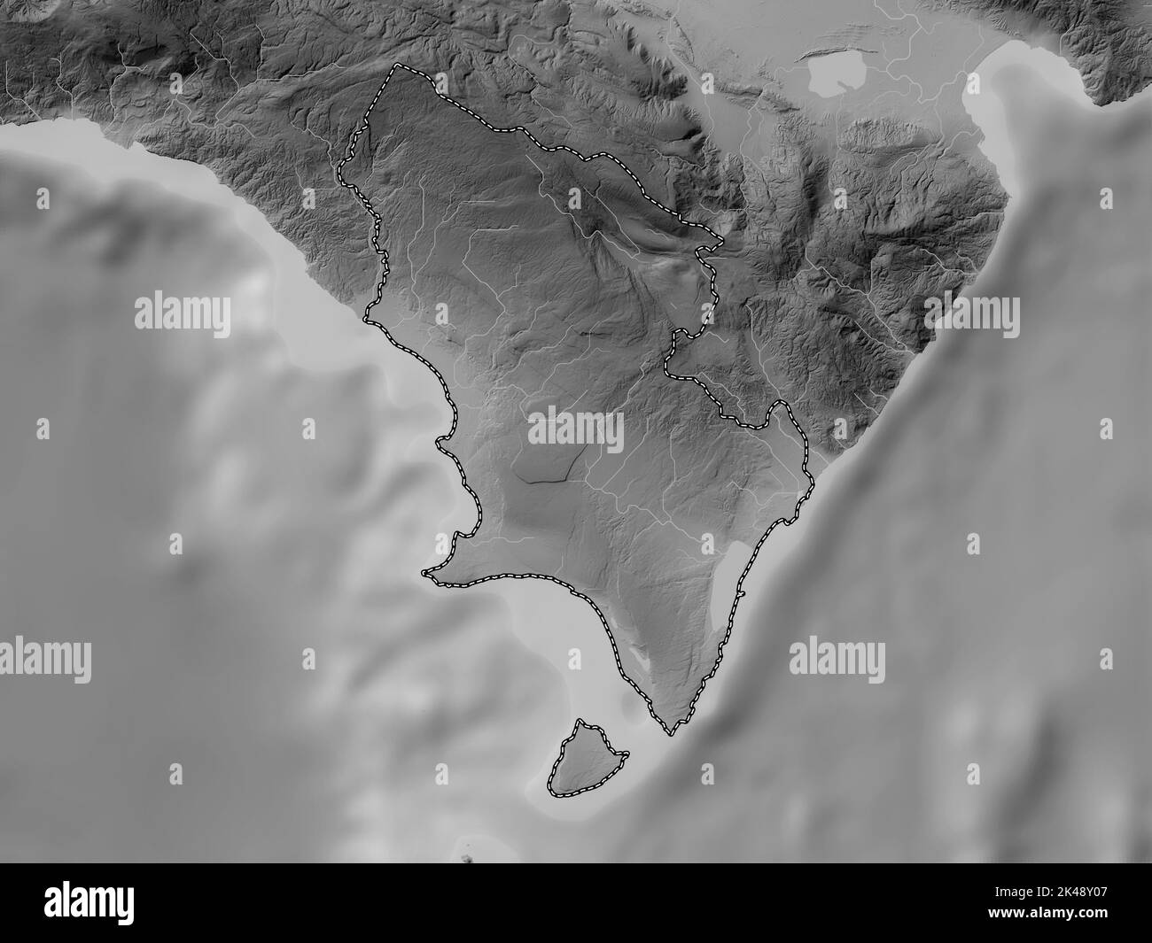 Pedernales, province of Dominican Republic. Grayscale elevation map ...