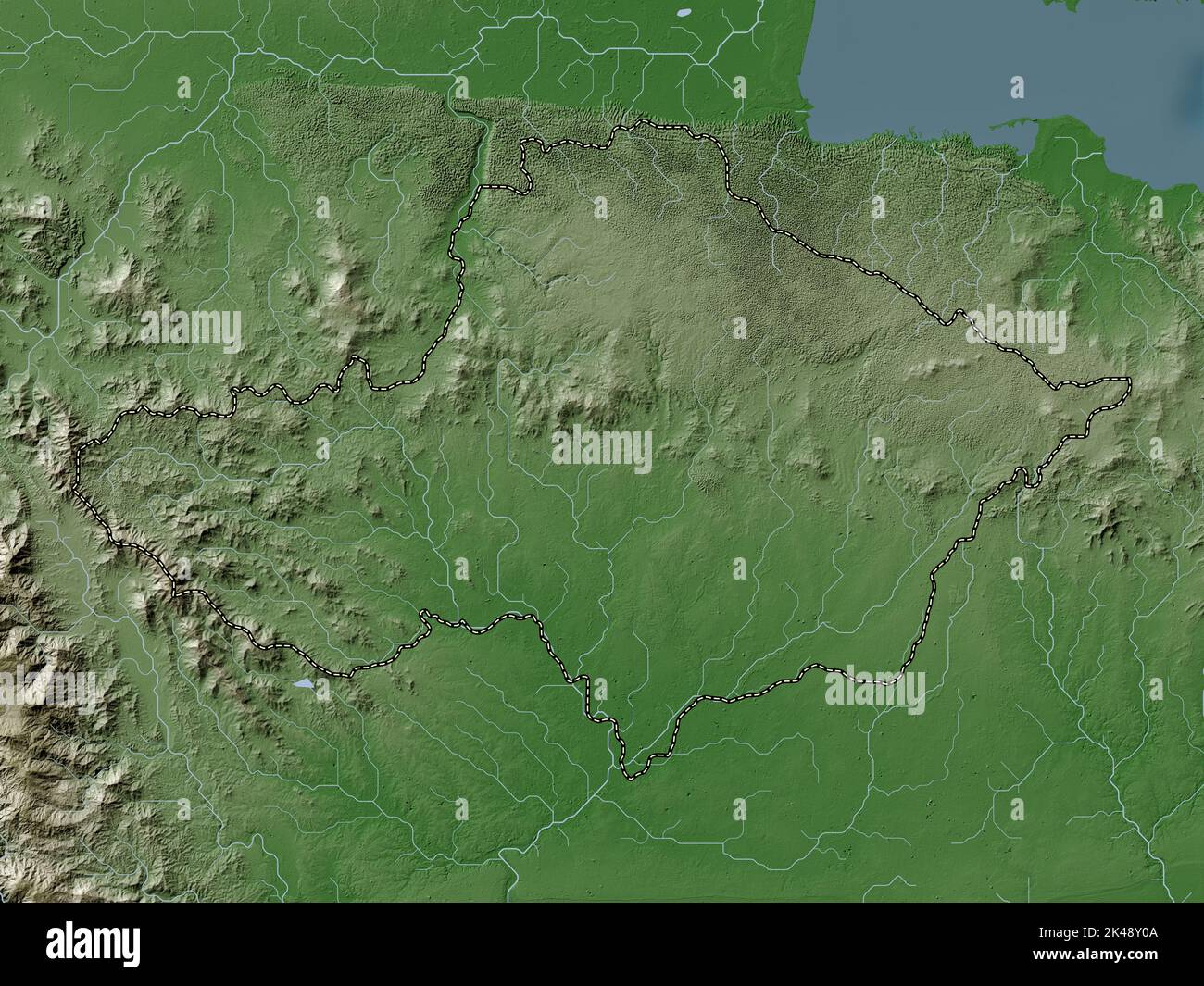 Monte Plata, province of Dominican Republic. Elevation map colored in ...