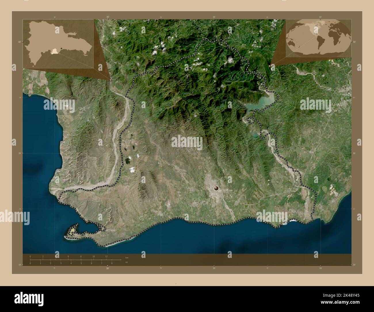 Peravia, province of Dominican Republic. Low resolution satellite map ...