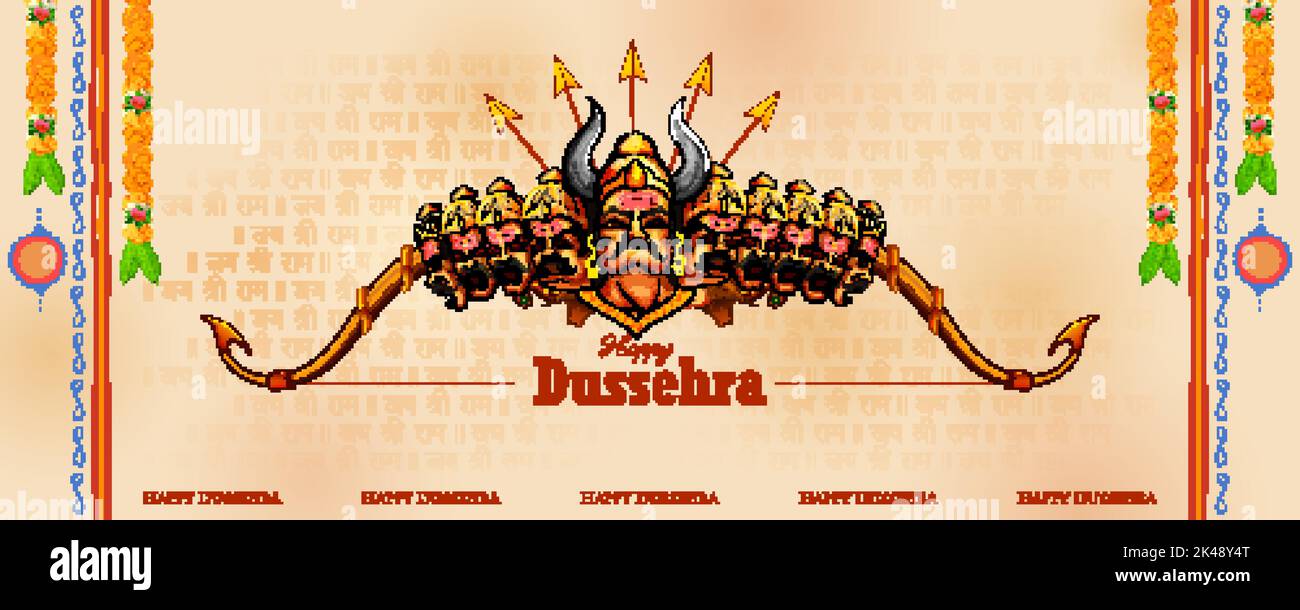 illustration of Ravana with ten heads for Navratri festival of India ...