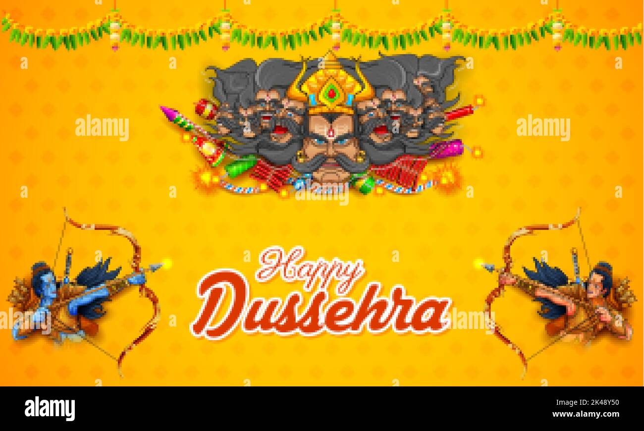 illustration of Lord Rama killing Ravana in Dussehra Navratri festival ...