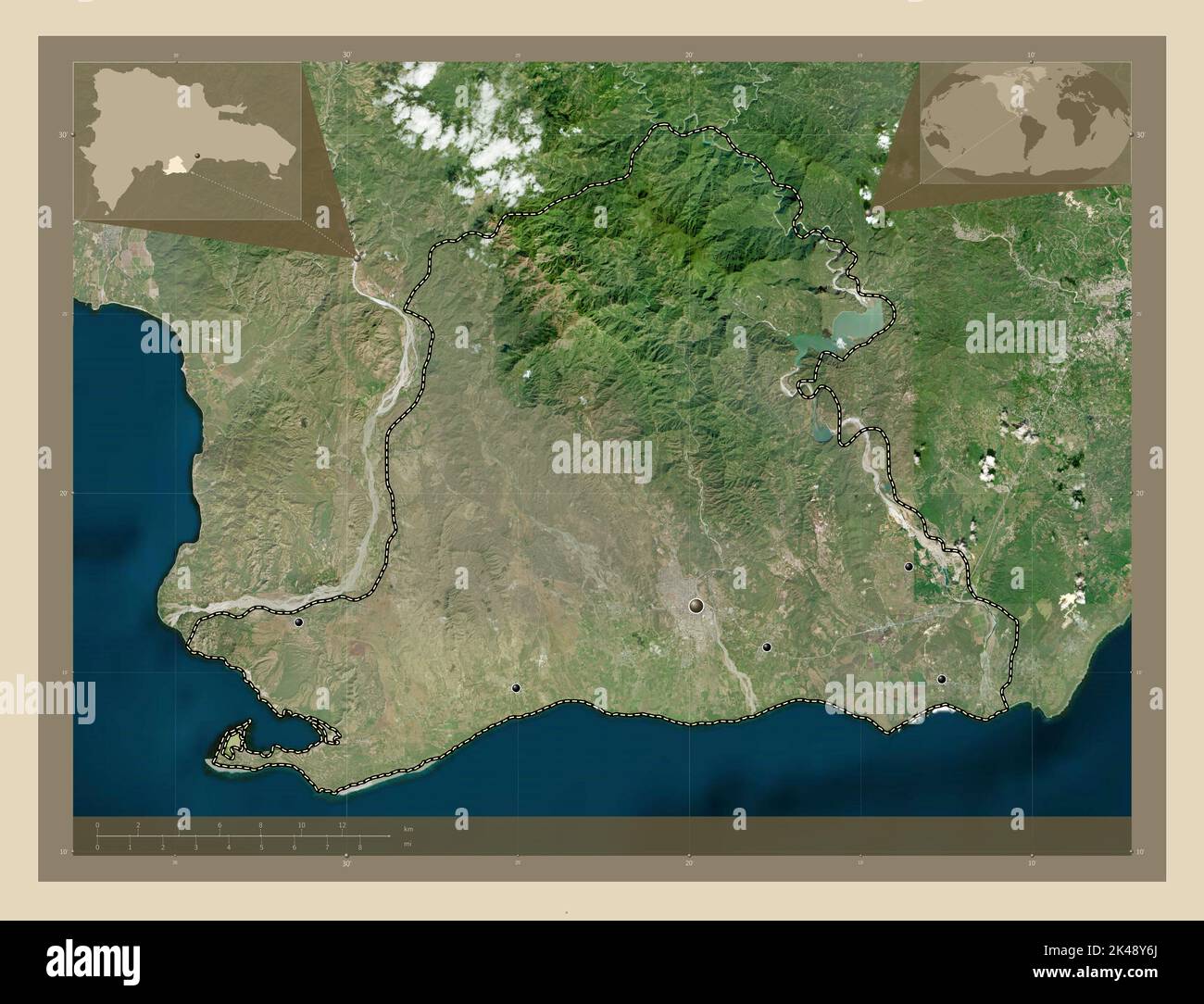 Peravia, province of Dominican Republic. High resolution satellite map ...