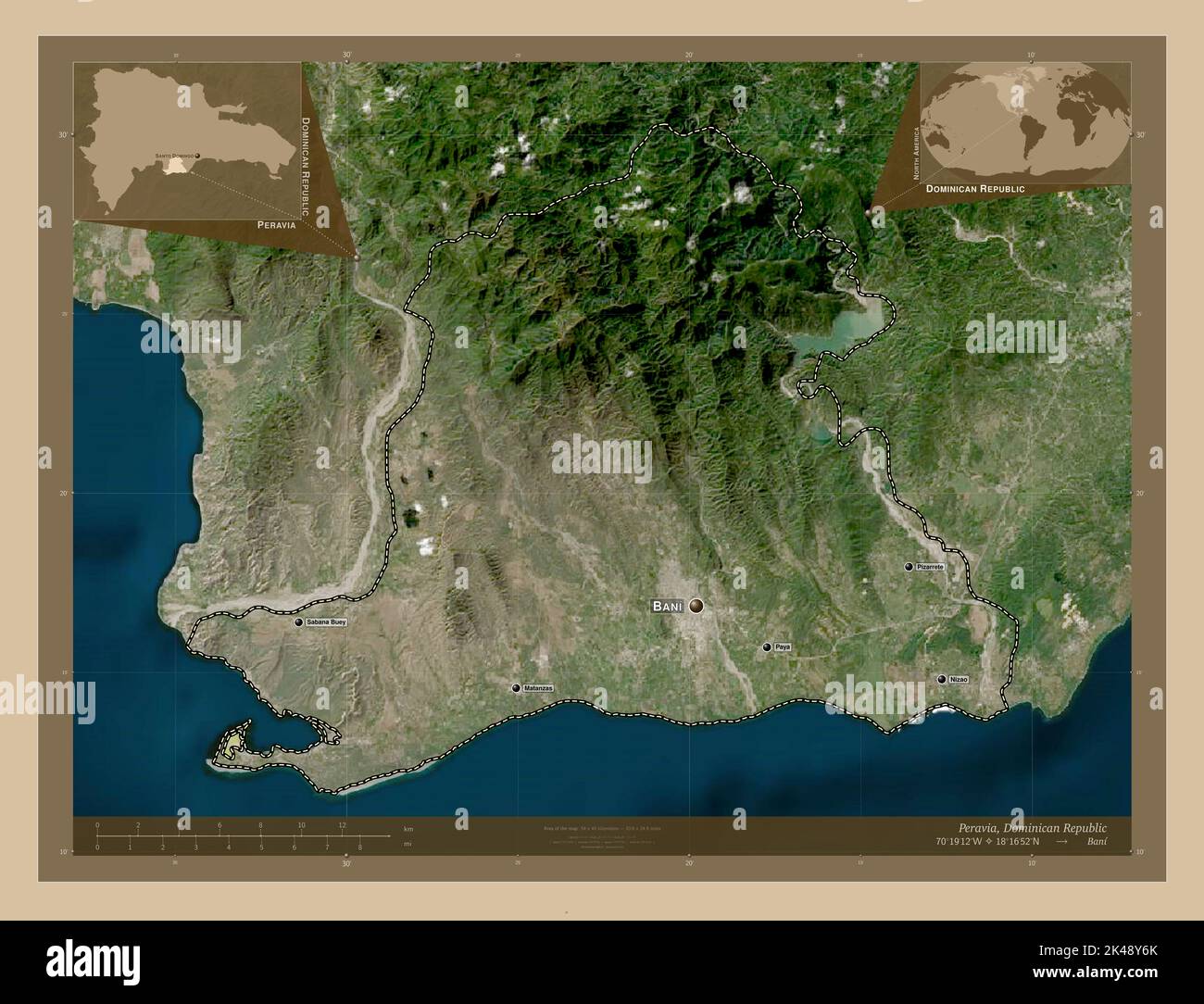 Peravia, province of Dominican Republic. Low resolution satellite map ...