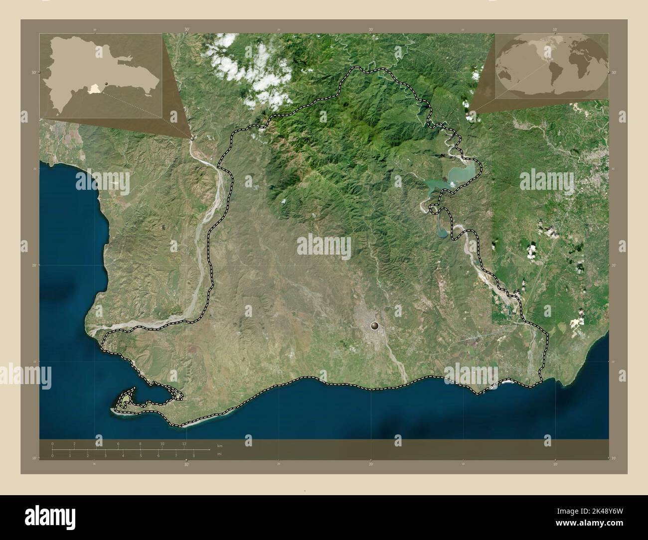 Peravia, province of Dominican Republic. High resolution satellite map ...