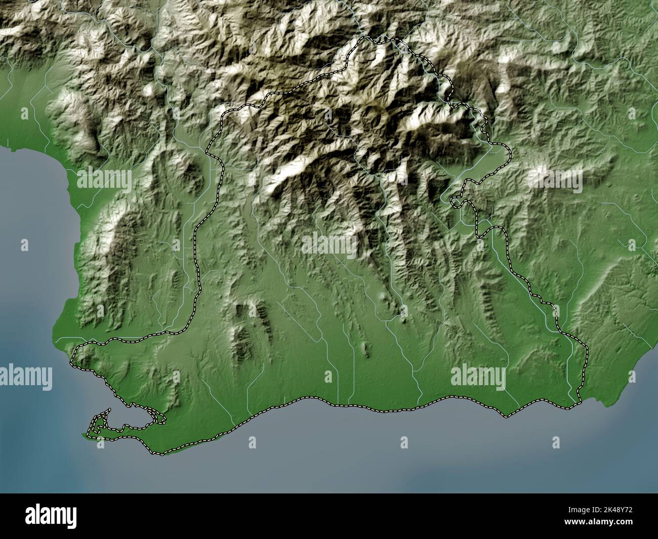 Peravia, province of Dominican Republic. Elevation map colored in wiki ...